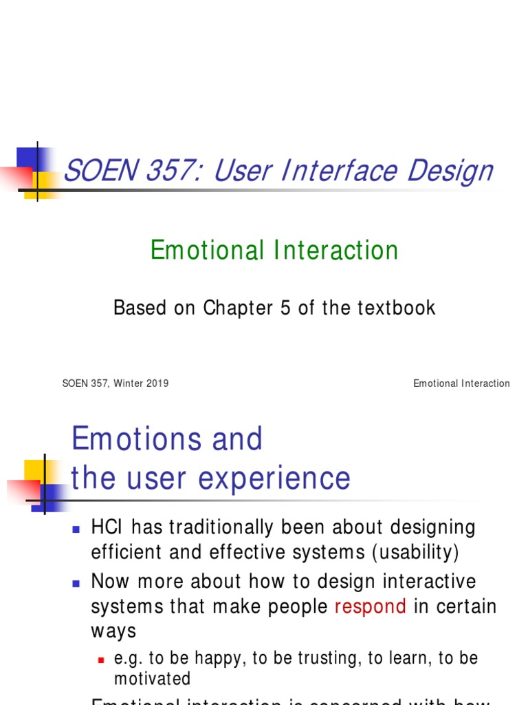 SOEN 357: User Interface Design: Emotional Interaction | PDF | User Interface | Emotions