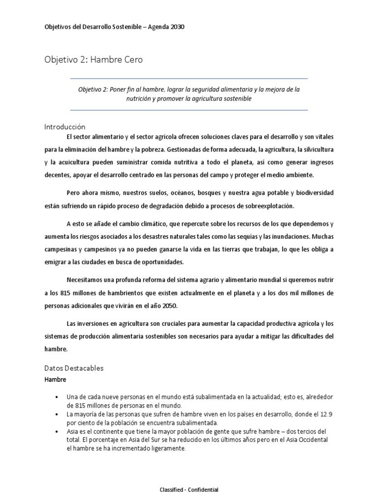 Objetivo 2 Hambre Cero Pdf Agricultura Sustentabilidad