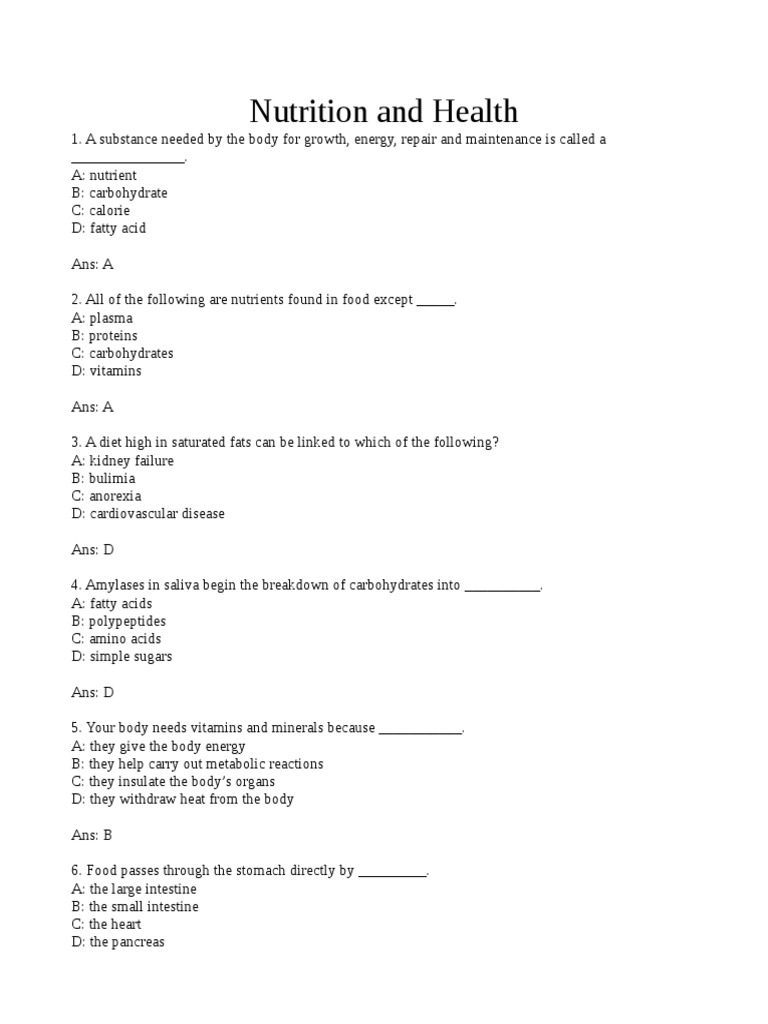 Nutrition and Health | PDF | Vitamin | Vitamin D