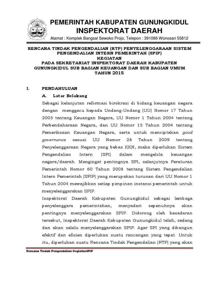 Narasi Dokumen Identifikasi Analisa Risiko Dan RTP Kegiatan Di ...