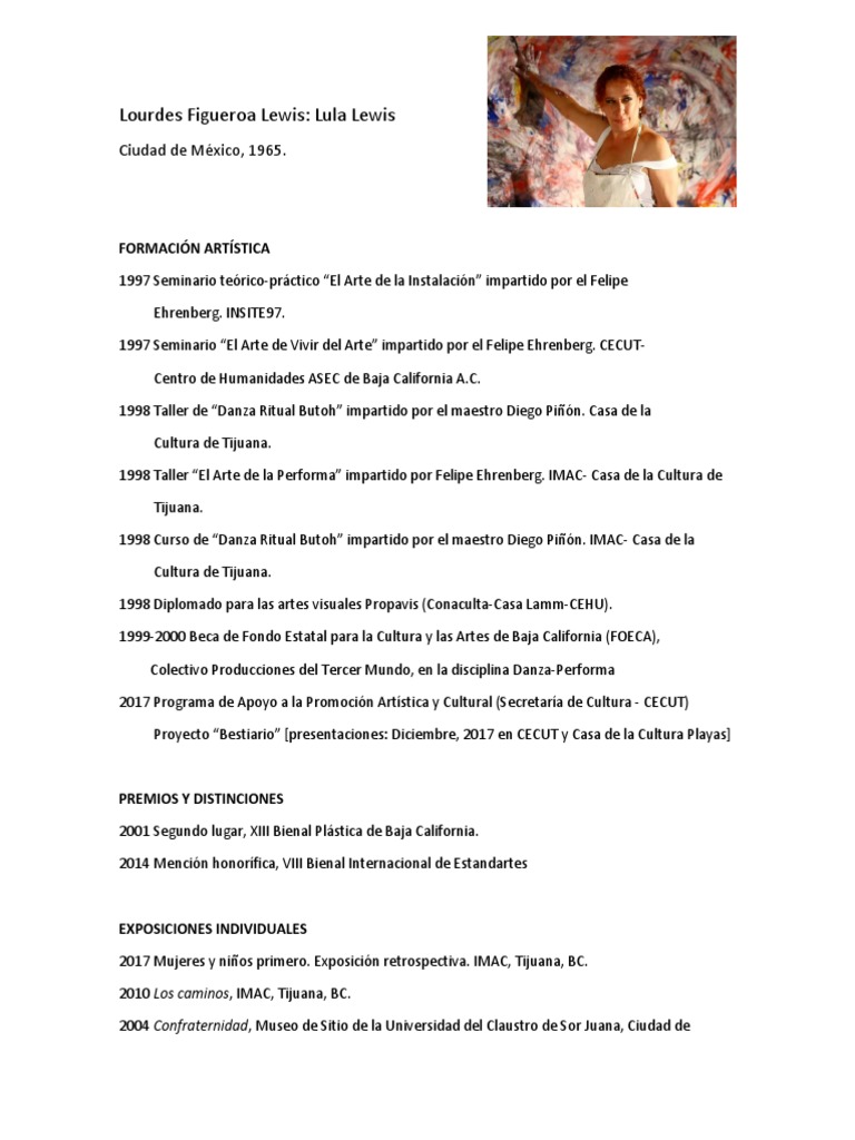 Lula Lewis. Curriculum | PDF | Artes (general) | Cultura (general)