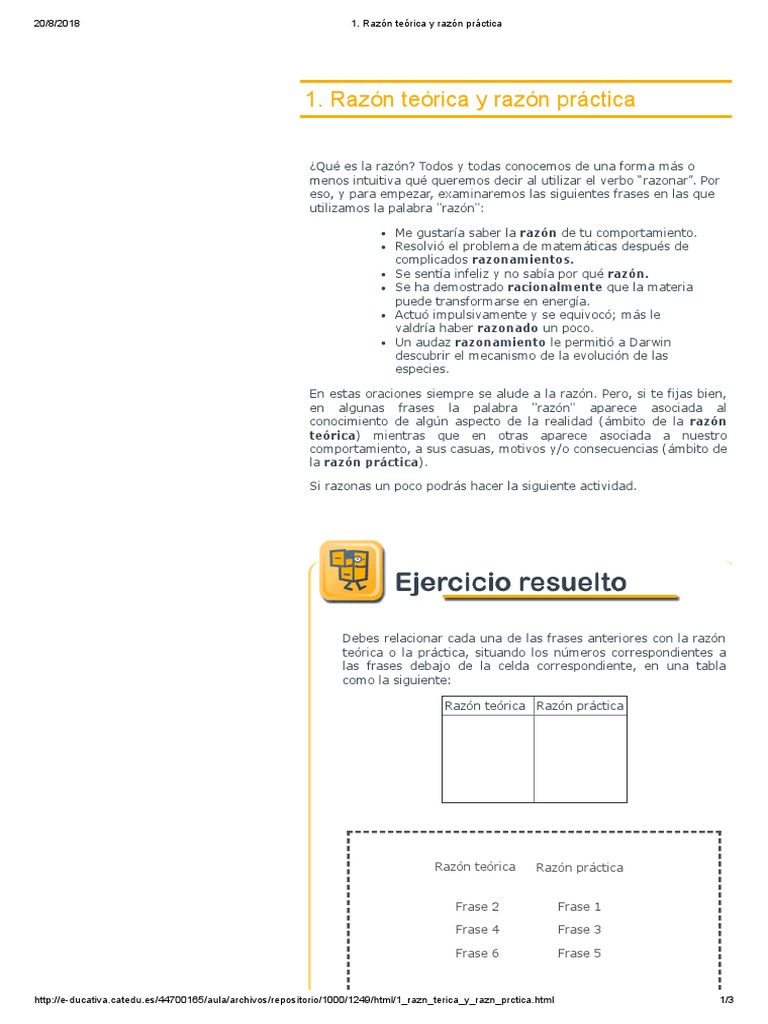 Razón Teórica y Práctica según Kant | PDF | Razón | Teoría