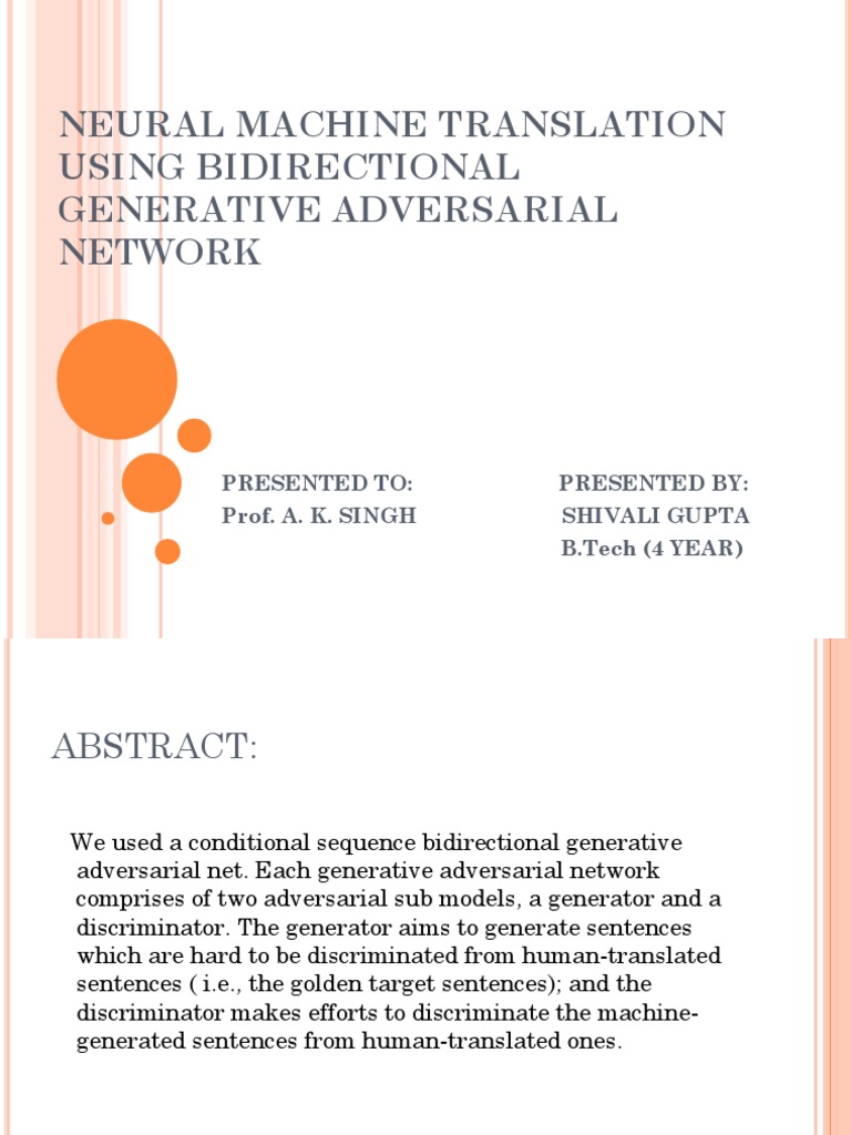 Neural Machine Translation Using Generative Adversarial Network | PDF | Artificial Neural ...