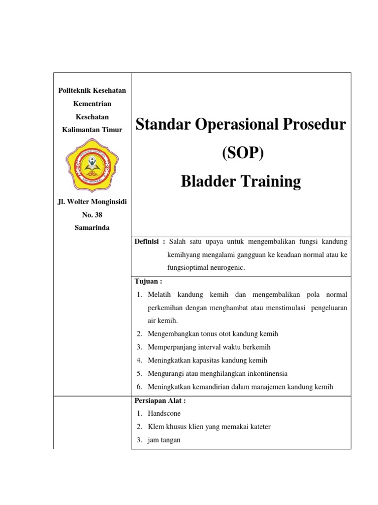 SOP Bladder Training dan Kateterisasi | PDF