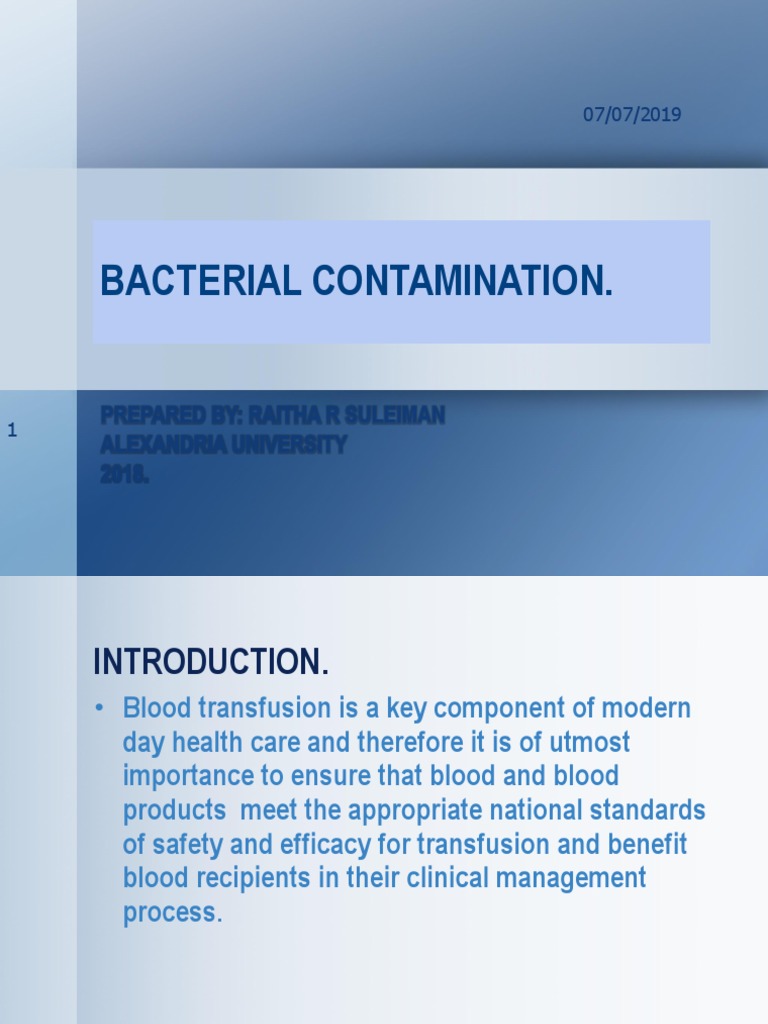 Bacterial Contamination in Blood Transfusions | PDF | Blood Transfusion ...