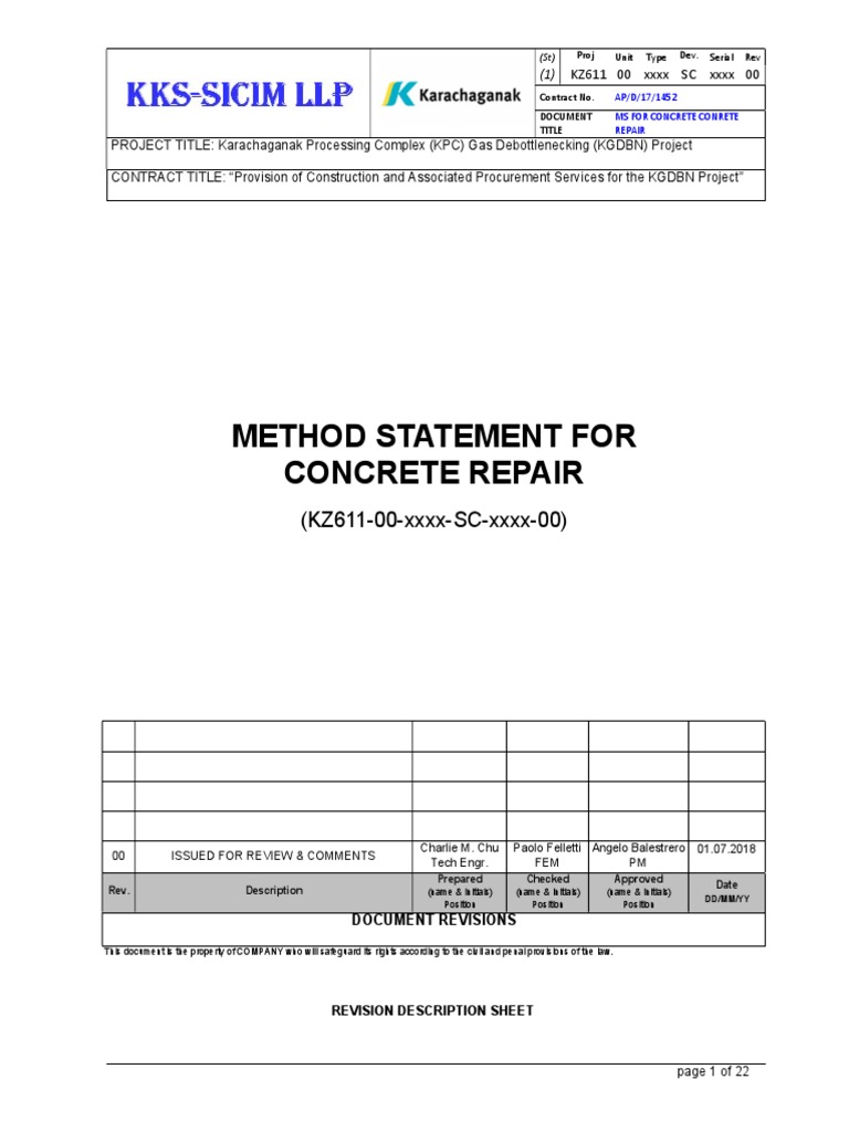 Method Statement of Crack Repair PDF | PDF | Concrete | Surveying