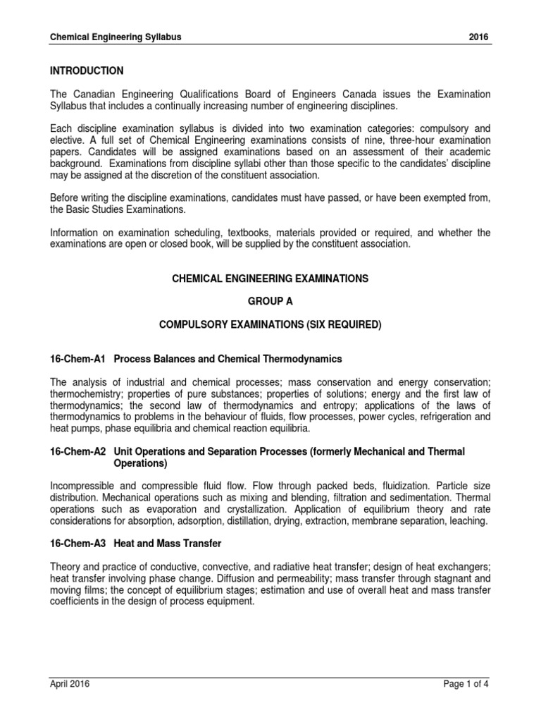 Chemical Engineering Syllabus | PDF | Oil Refinery | Heat