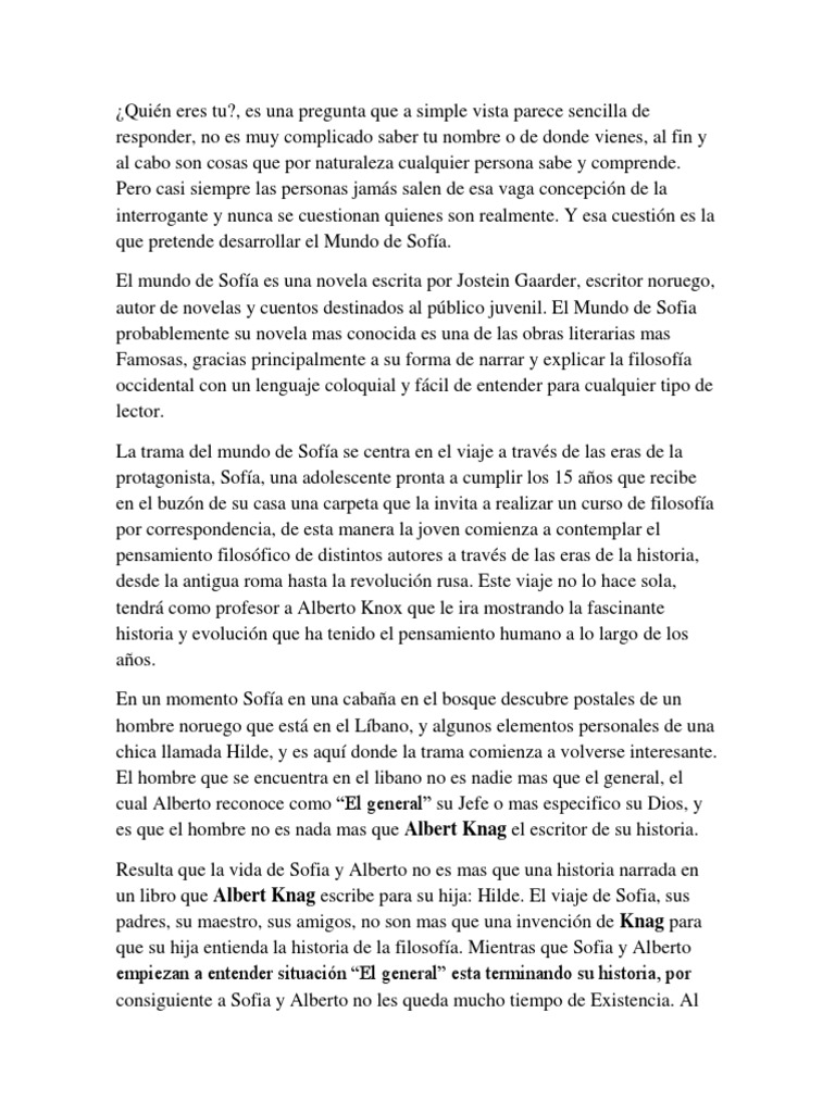 Reflexiones sobre la identidad en Sofía | PDF | Science | Ciencia ...