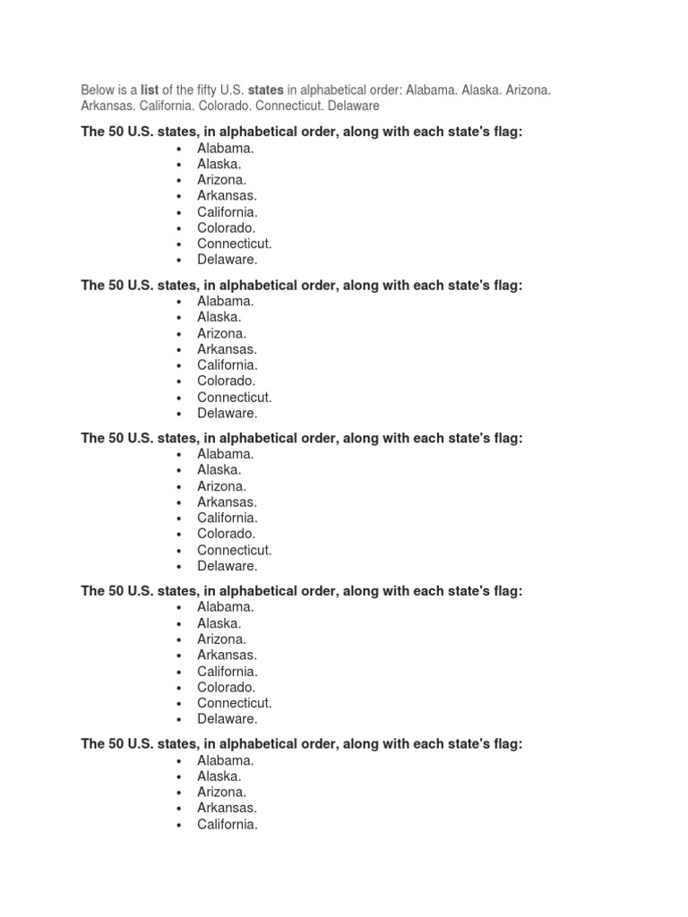 U.S. States List with Flags | PDF