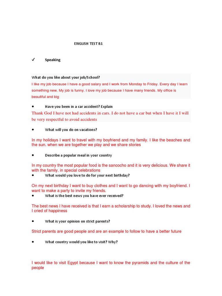 English Test b1 | PDF | Foods