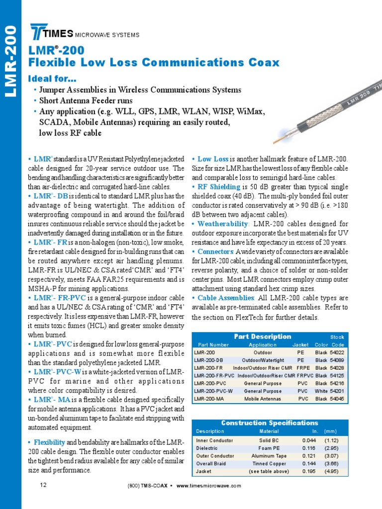 LMR - 200 Flexible Low Loss Communications Coax: Times | PDF | Business