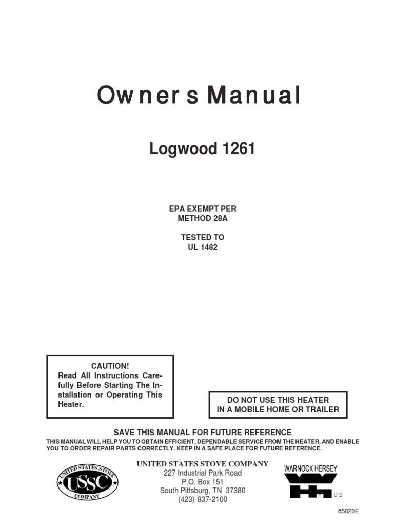 Owners Manual Logwood 1261 Stove | PDF | Chimney | Stove