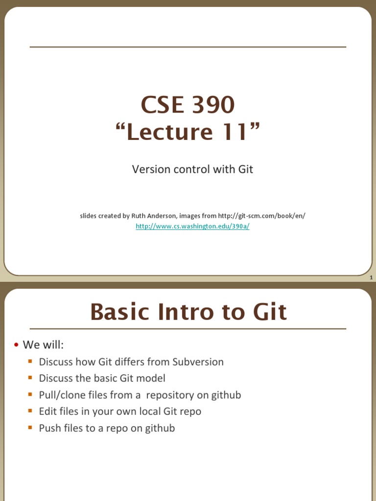 CSE 390 "Lecture 11": Version Control With Git | PDF | Data Management ...