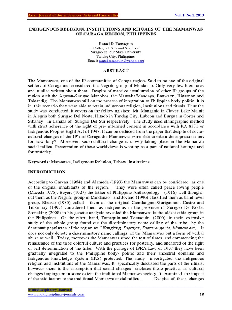 Mamanwa Indigenous Religion and Rituals | PDF | Ethnography | Shamanism