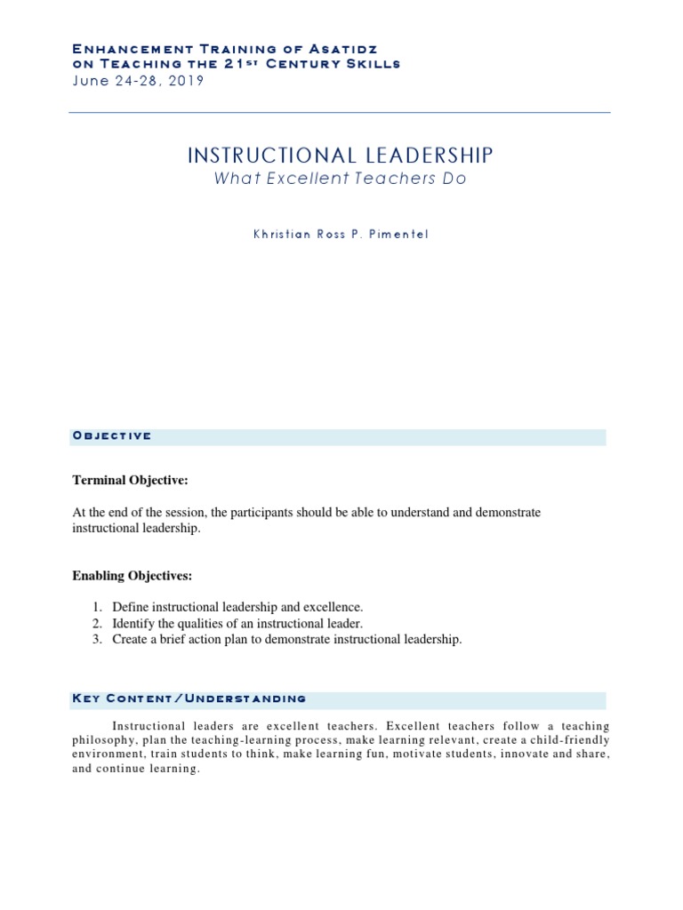 Instructional Leadership | PDF | Thought | Learning