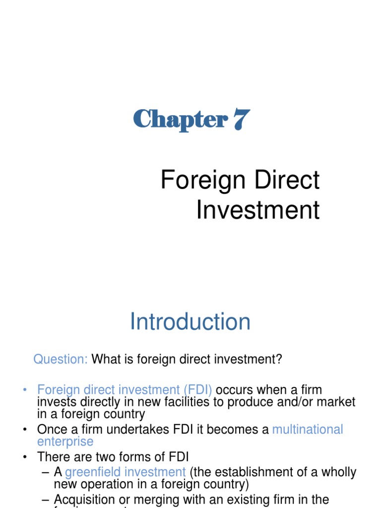 Foreign Direct Investment | PDF | Foreign Direct Investment | Exports