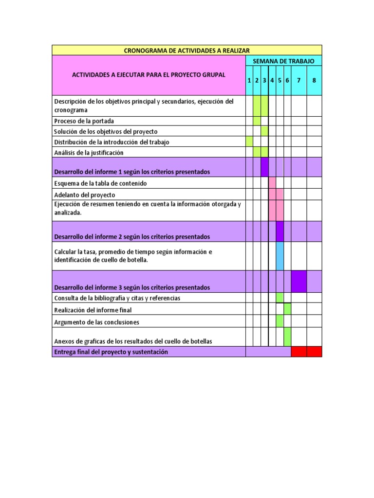 Cronograma de Actividades A Realizar | PDF