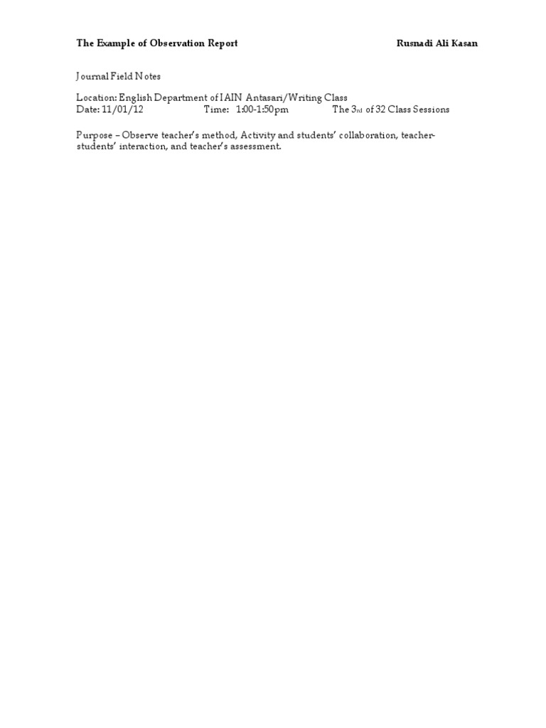 Student Observation Report Example | PDF | Educational Assessment | Essays