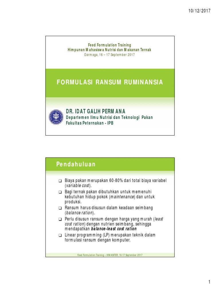 Formulasi Ransum Ruminansia | PDF