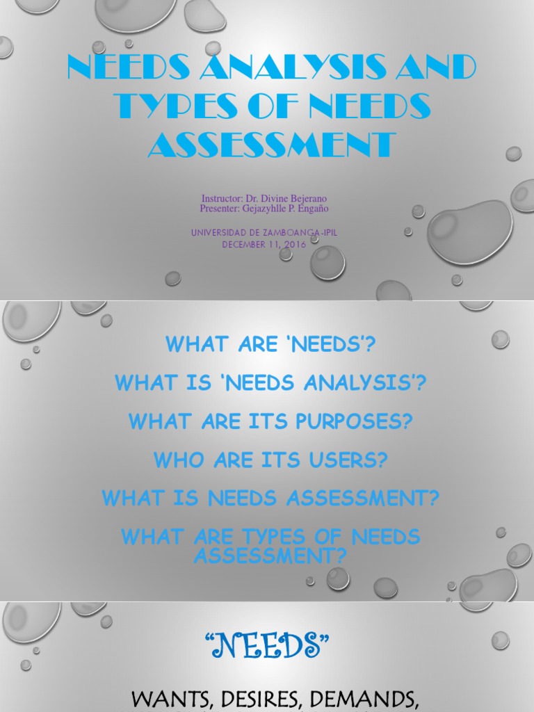 Needs Analysis and Types of Needs Assessment | PDF | Needs Assessment ...