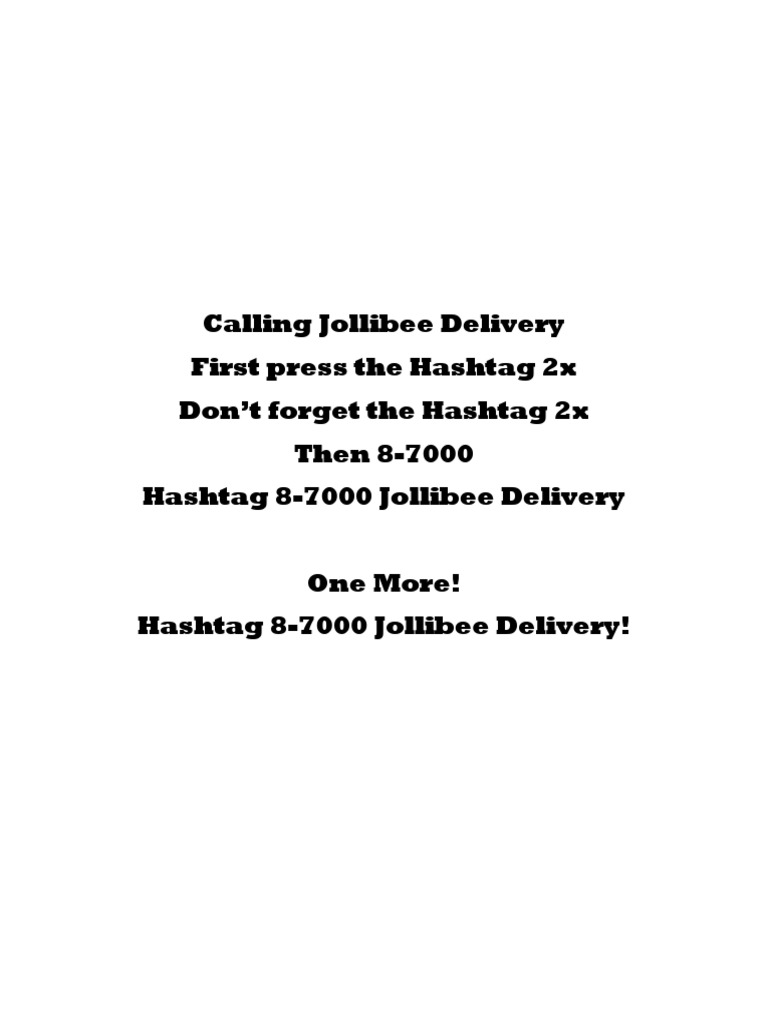 Calling Jollibee Delivery | PDF