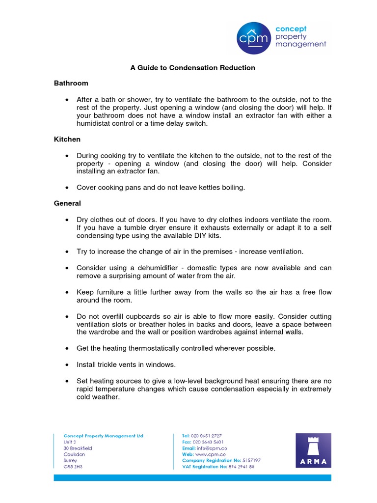 Condensation Reduction Guide | PDF | Home & Garden