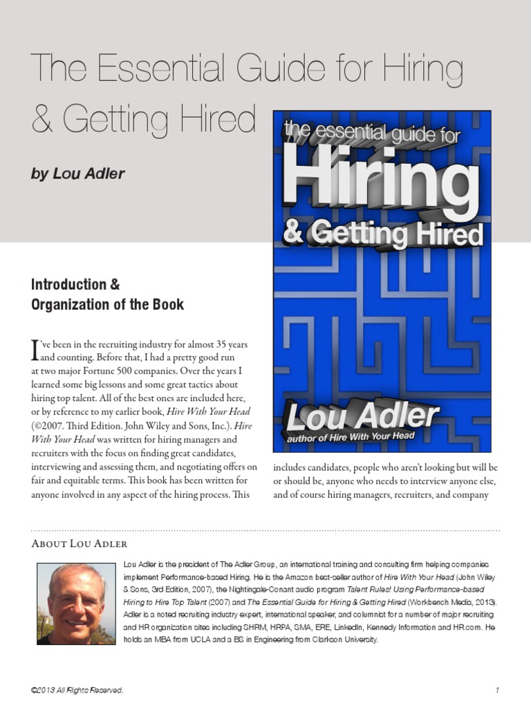 The Essential Guide For Hiring & Getting Hired: by Lou Adler | PDF ...