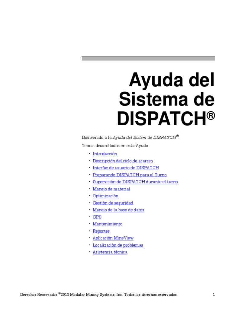 DISPATCH 6.3 Help System Spanish PDF | PDF | Camión | Ventana (informática)