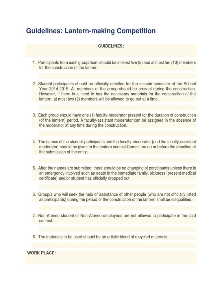 Guidelines: Lantern-Making Competition | PDF | Business