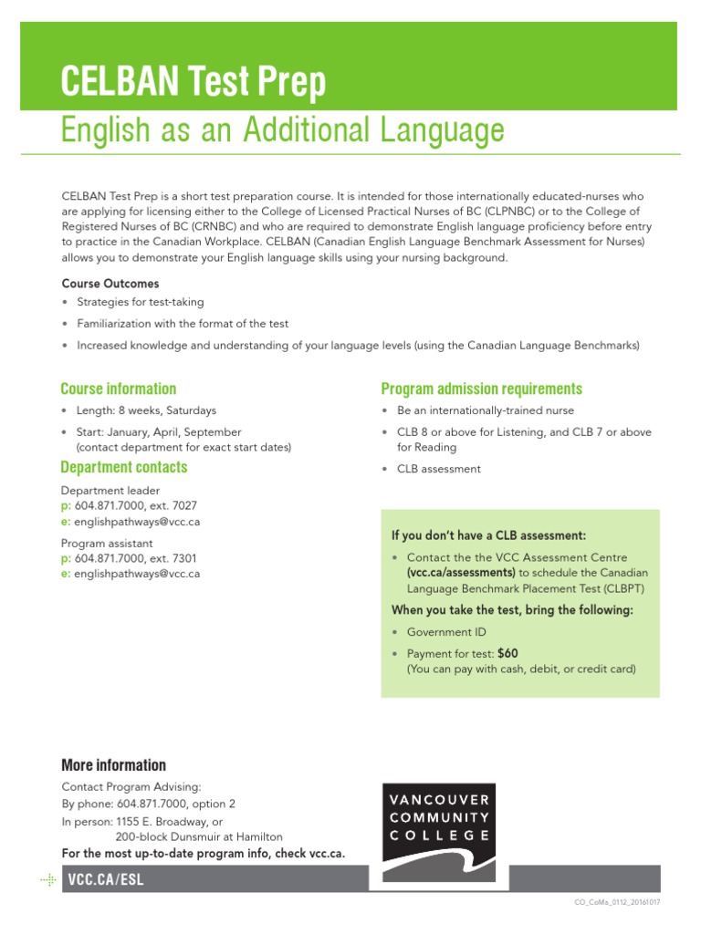 CELBAN Test Prep for International Nurses | PDF