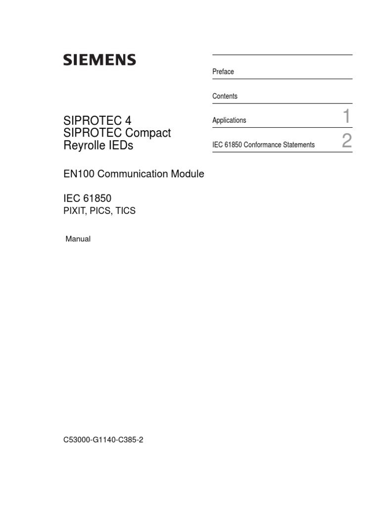 Siprotec 4 Siprotec Compact Reyrolle Ieds: En100 Communication Module ...