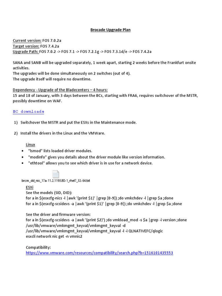 Brocade Upgrade | PDF | Device Driver | Booting