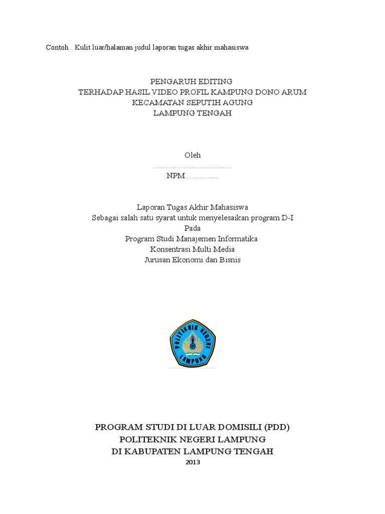 Contoh Format Laporan Tugas Akhir | PDF