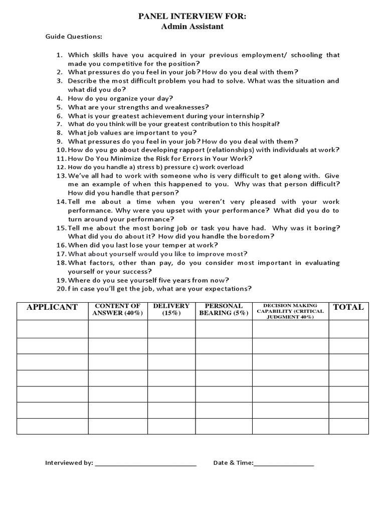Interview Rating Form | PDF