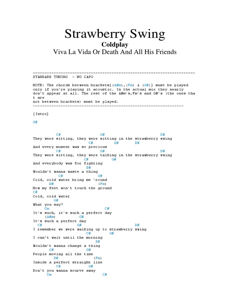 Strawberry Swing: An Analysis and Guitar Chord Chart for Coldplay's Hit ...