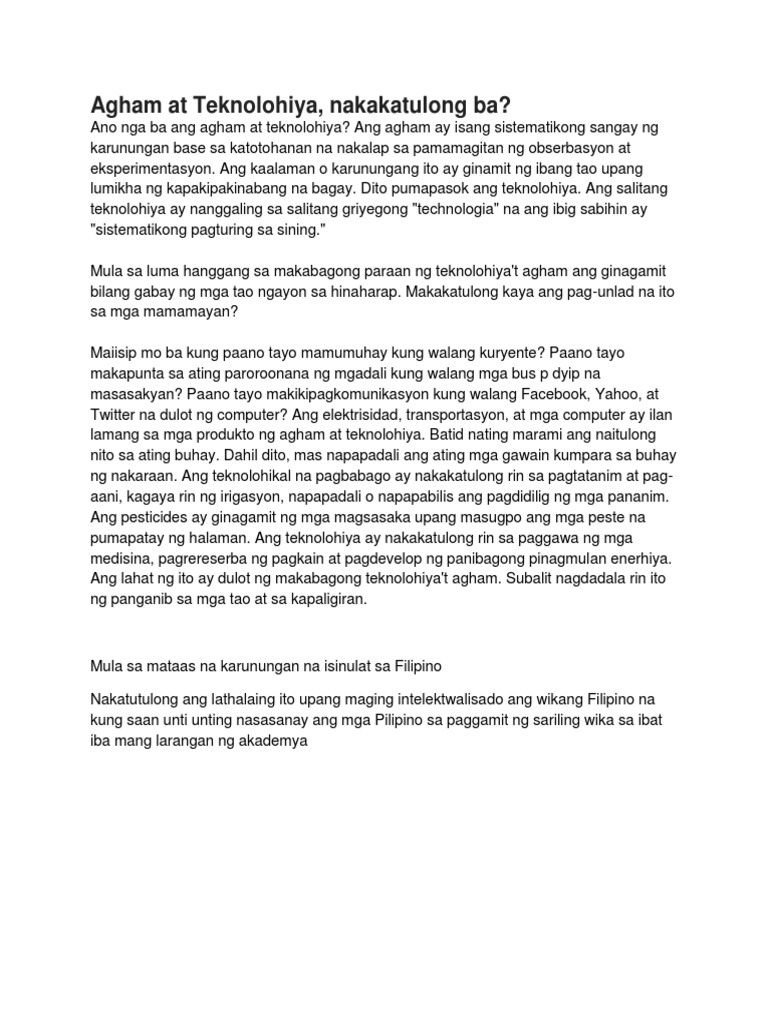 Agham at Teknolohiya | PDF