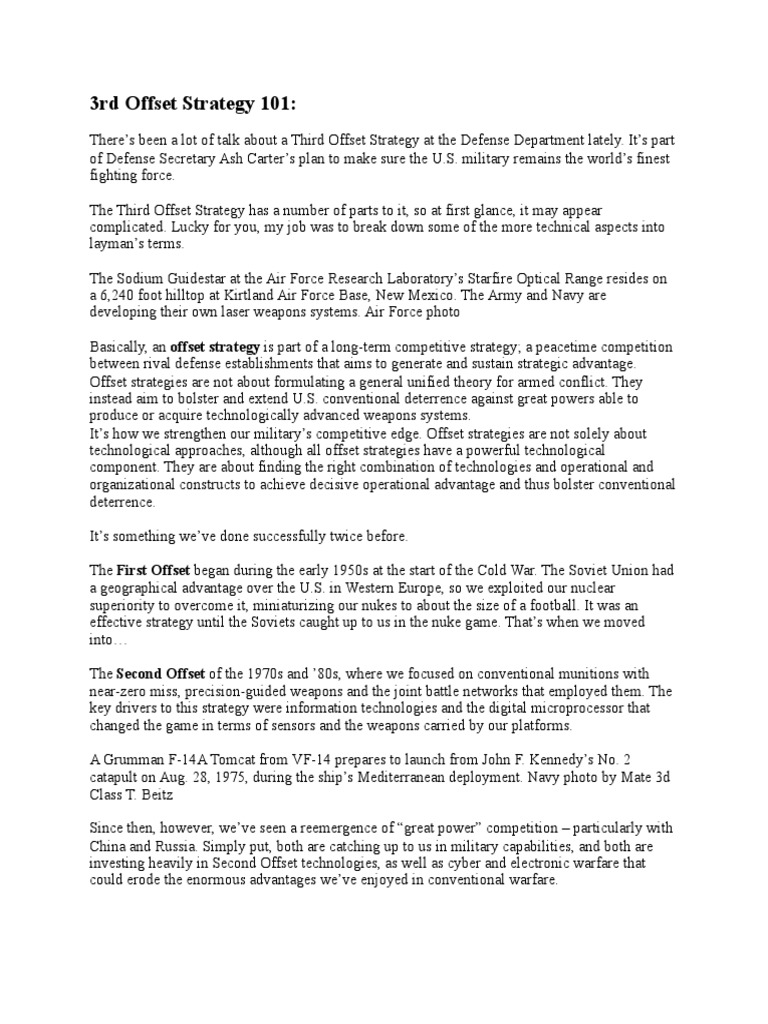 3rd Offset Strategy 101 | PDF | Unmanned Aerial Vehicle | Nuclear Weapons