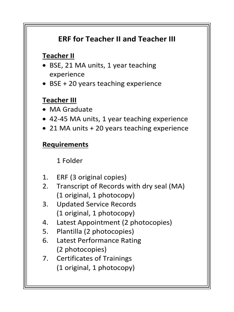 ERF Requirements | PDF | Communication Design | Written Communication
