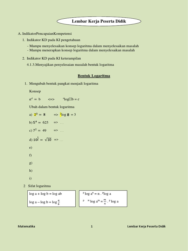 LKPD Logaritma | PDF