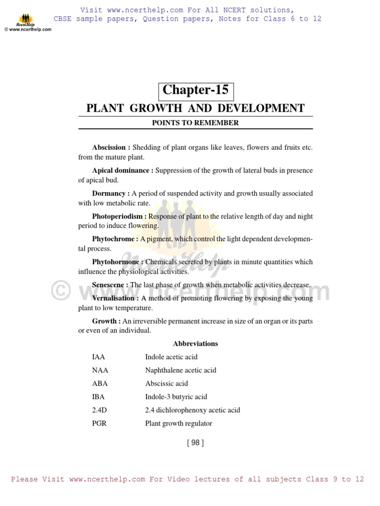 Chapter-15: Plant Growth and Development | PDF | Plant Hormone | Auxin