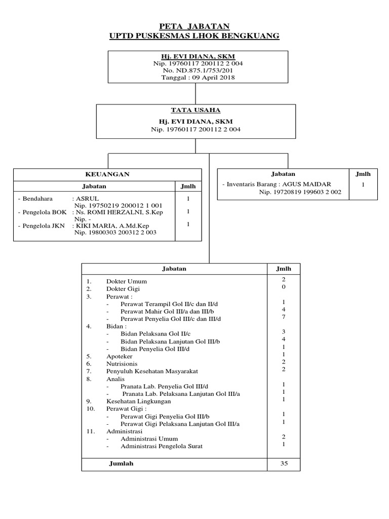 Peta Jabatan Uptd Puskesmas Lhok Bengkuang | PDF