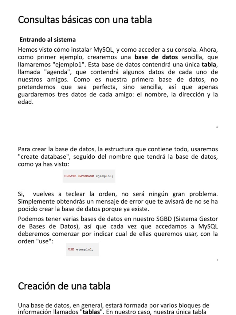 Consultas SQL Básicas en MySQL | PDF | Tabla (base de datos) | Bases de datos