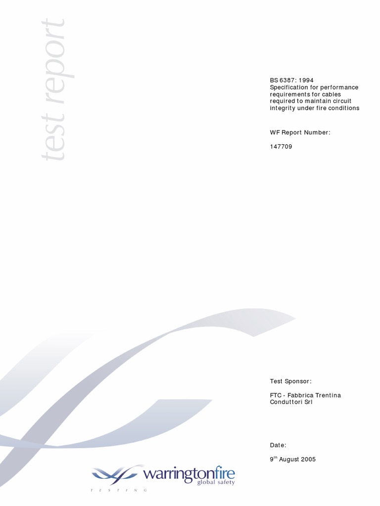 BS 6387 Test Report | PDF | Electrical Conductor | Wire