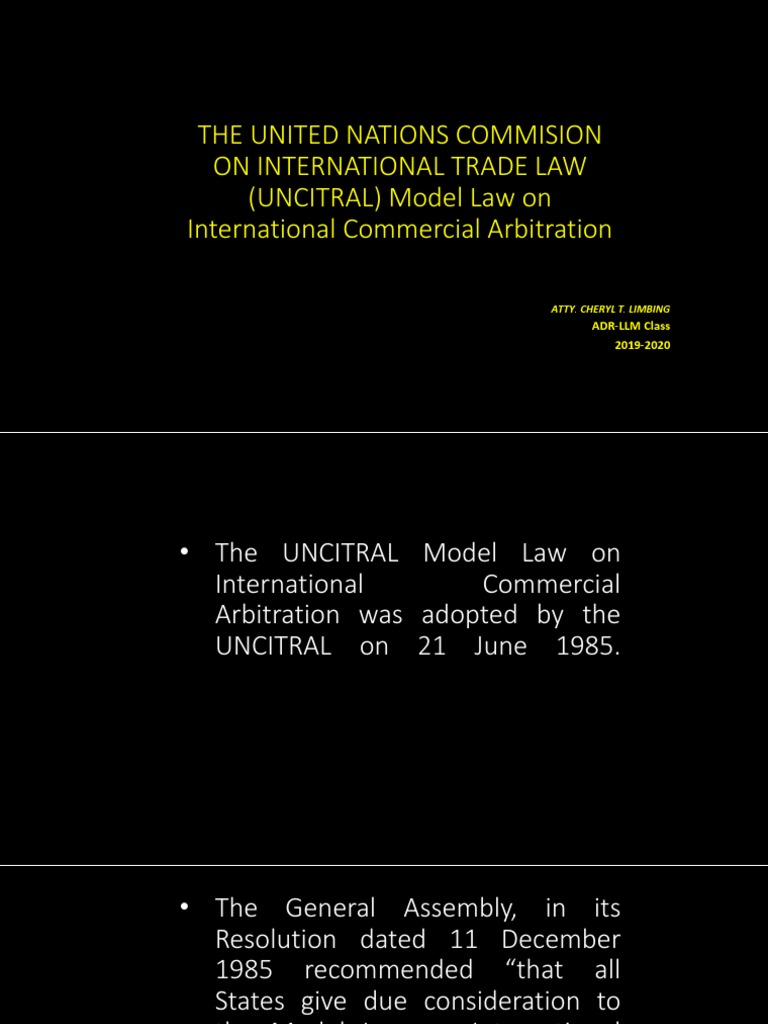 UNCITRAL Model Law on Arbitration Overview | PDF | Arbitration ...