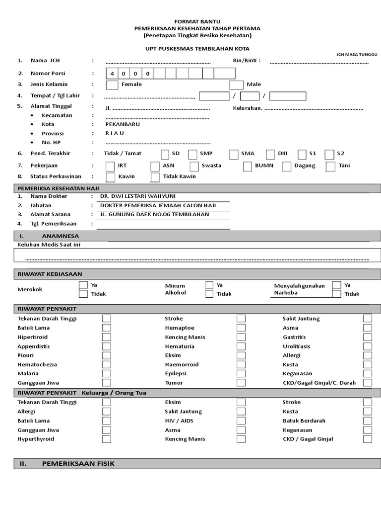 Form Bantu Pemeriksaan Tahap I Shar'i | PDF