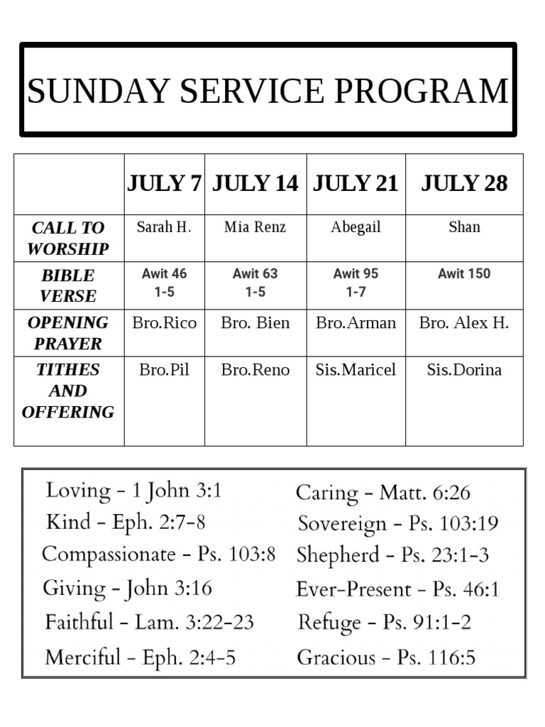Sunday Service Program | PDF