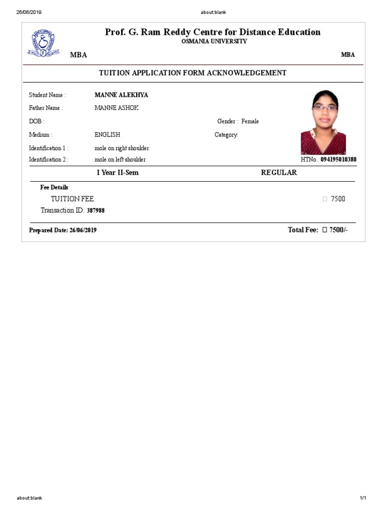 Prof. G. Ram Reddy Centre For Distance Education: MBA Tuition ...