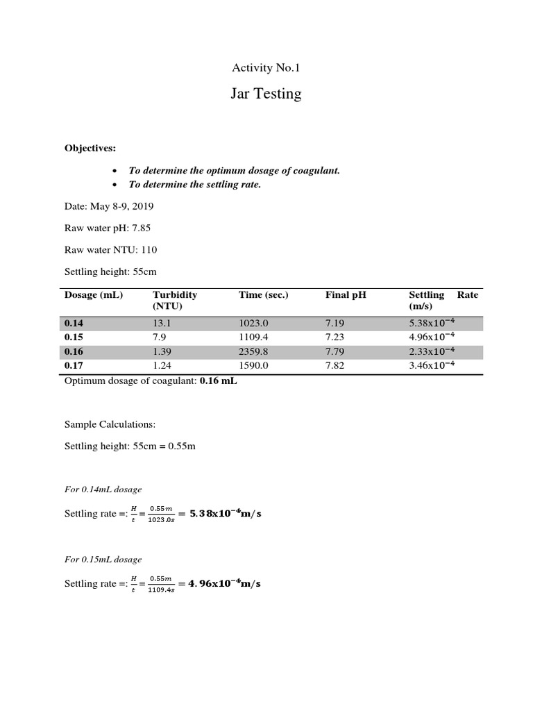 Jar Testing: Activity No.1 | PDF | Environmental Issues With Water ...