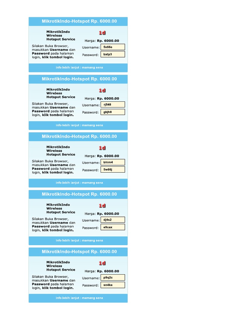 Contoh Dari Voucher Wifi | PDF