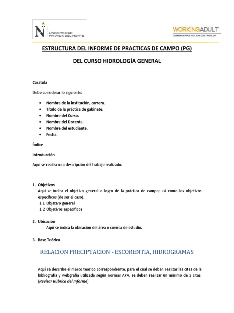 Estructura Del Informe de Practicas de Campo (PG) | PDF